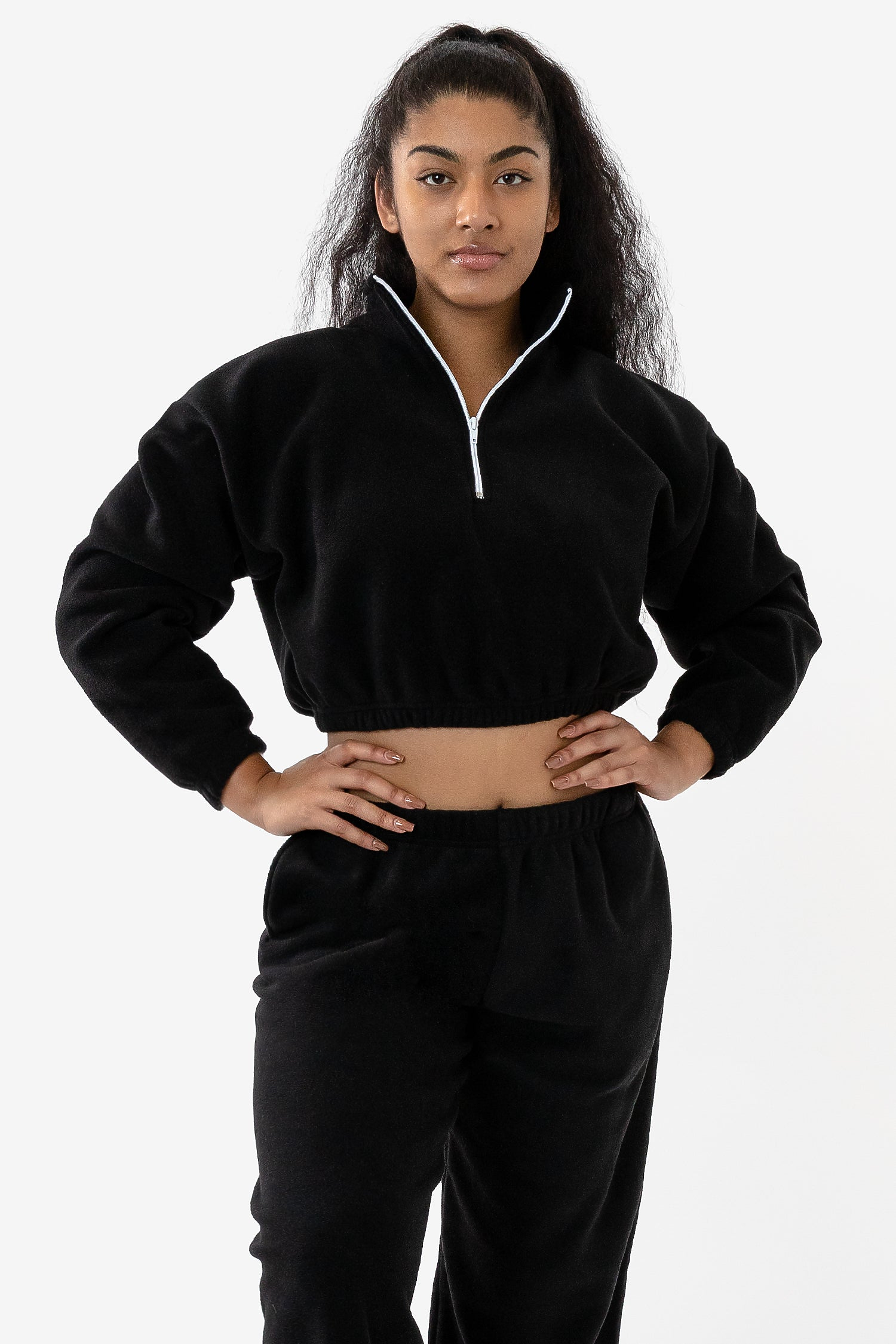 Cropped Polar Fleece Half Zip | Los Angeles Apparel