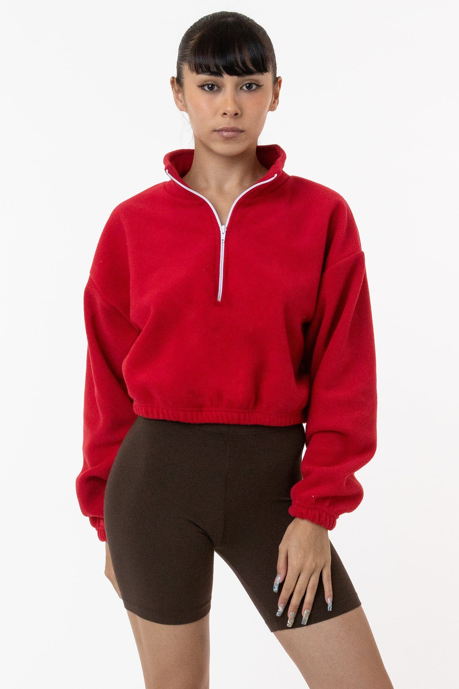 Cropped Polar Fleece Half Zip | Los Angeles Apparel